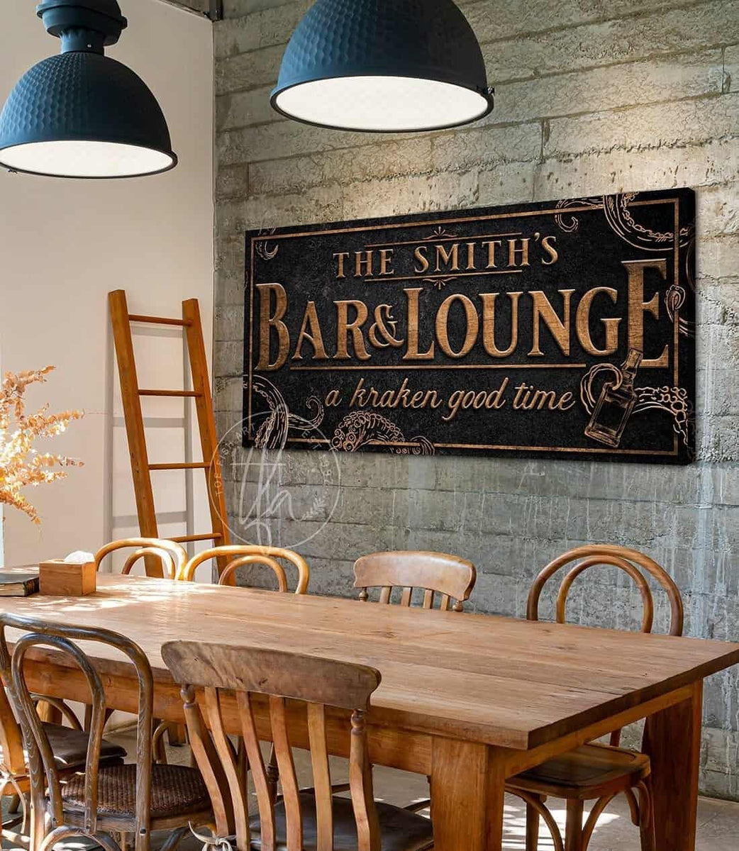 Kraken Bar & Lounge Personalized Sign – Toe Fish Art
