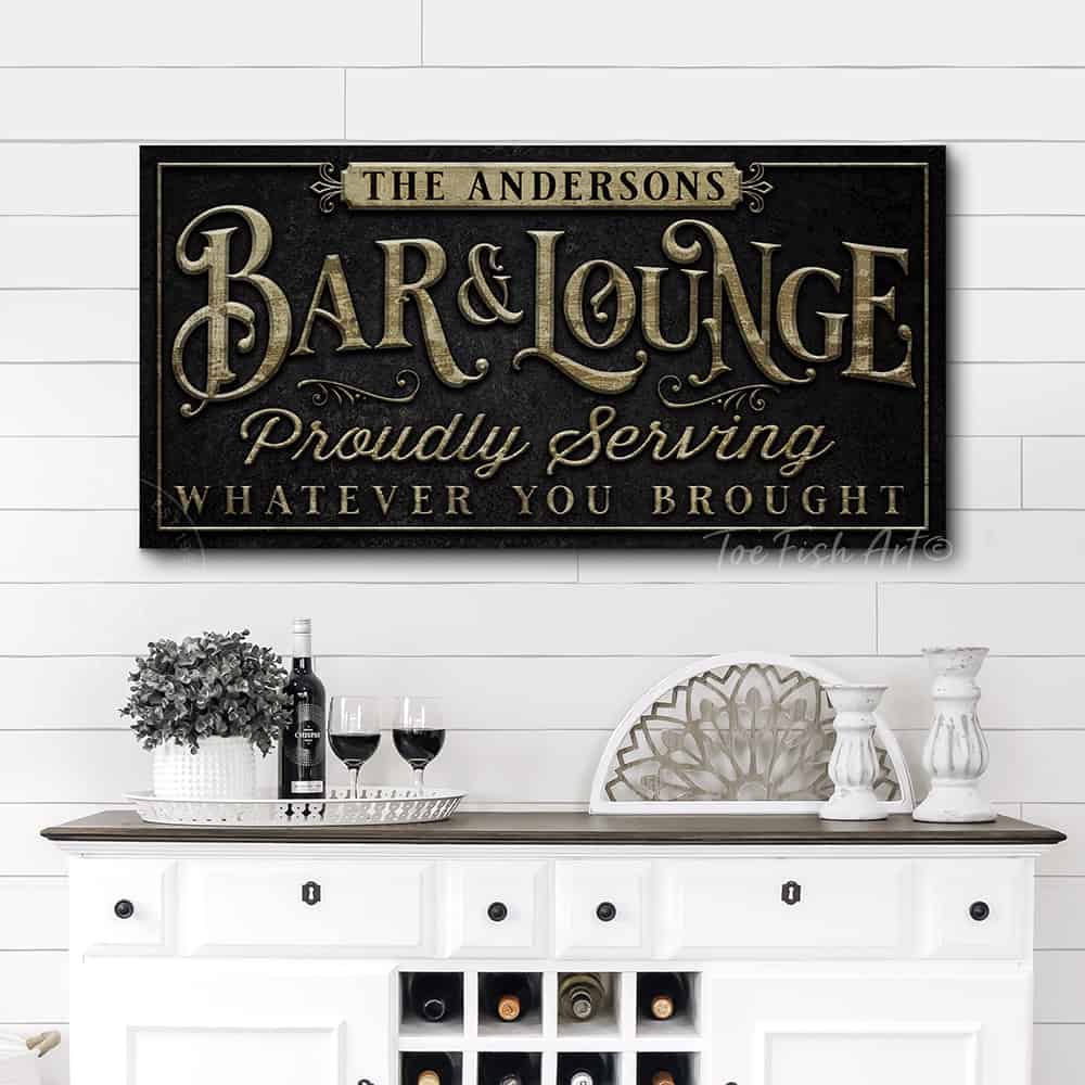 Bar & Lounge Personalized Sign – Toe Fish Art