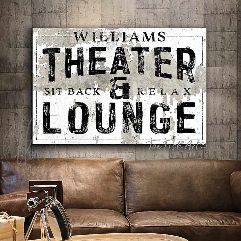Theater & Lounge Sit Back & Relax Personalized Sign – Toe Fish Art