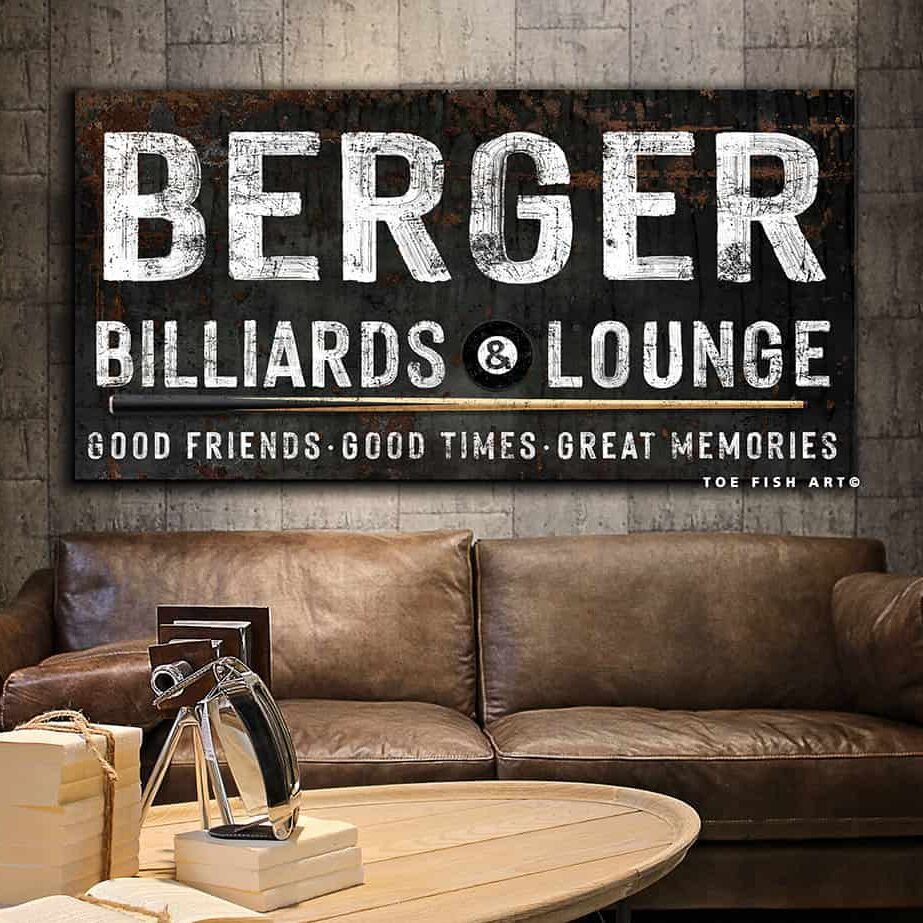 Billiards & Lounge Personalized Sign with wording options – Toe Fish Art
