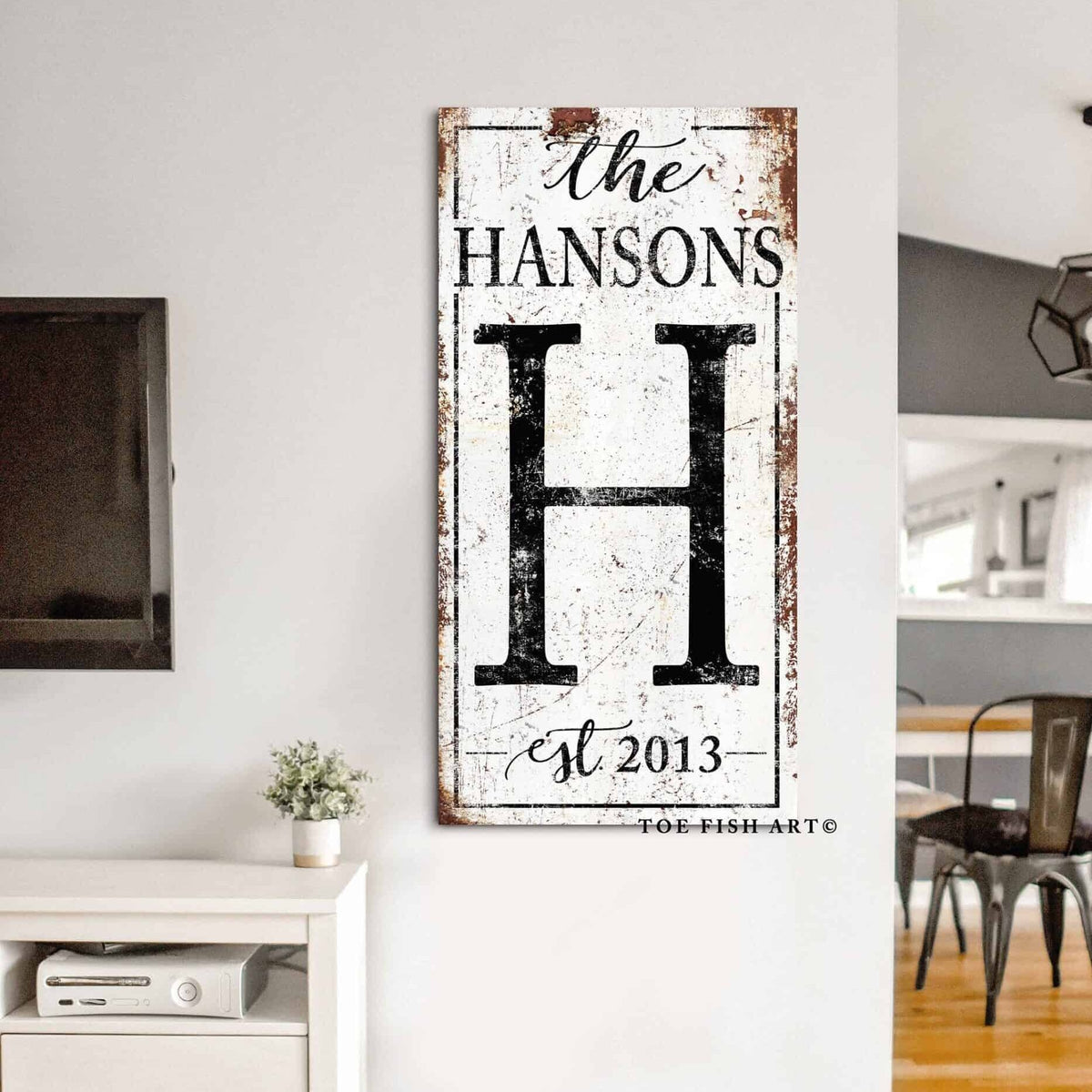 Personalized Family Name Sign, Last Name Initial Est. Date, Vertical S ...