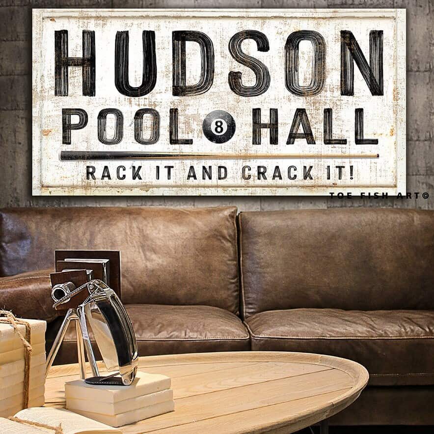Personalized Pool Hall Sign with Wording Options – Toe Fish Art